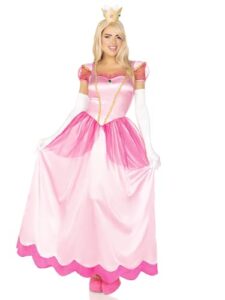 leg avenue 2 piece classic pink princess full length ball gown costume set with gloves for women, large