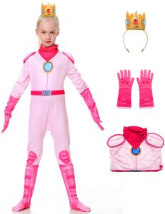 ratoher super brothers princess costume for kids, peach and daisy princess cosplay costume for toddler girls