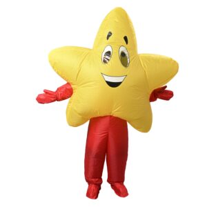 longteng five-point star costume adult inflatable costume men fancy dress halloween blow up suit cosplay party (red)