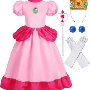 CONGRU Princess Costume Girls, Super Brothers Kids Princess Dress with Accessories Halloween Cosplay Dress Up (4-5Years)…