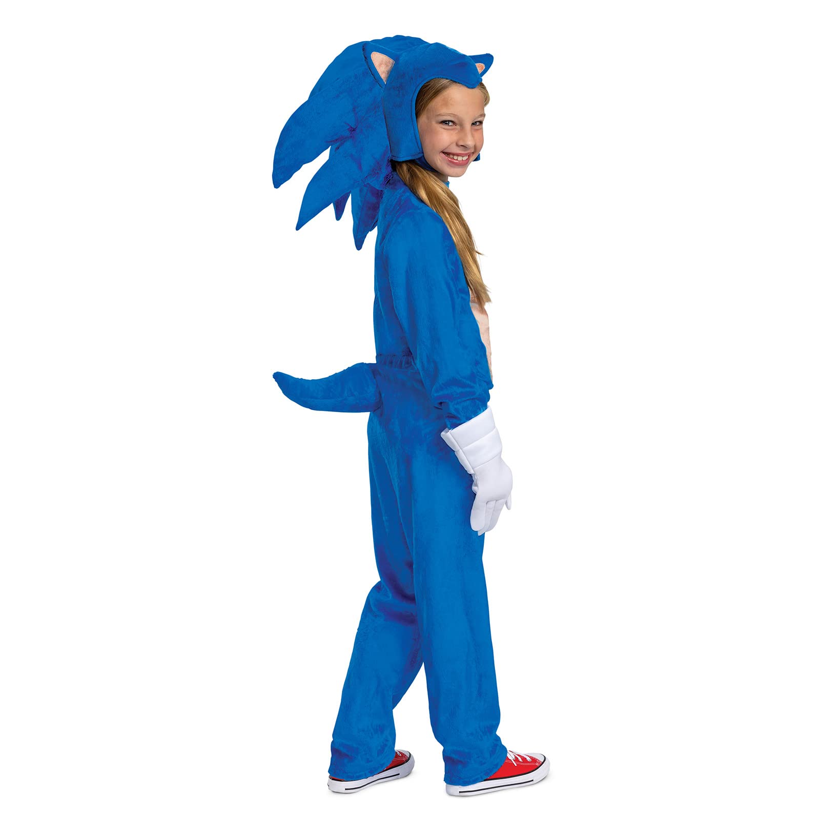 Sonic the Hedgehog Costume, Official Deluxe Sonic Movie Costume and Headpiece, Kids Size Small (4-6)