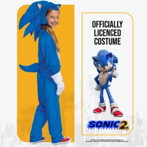 Sonic the Hedgehog Costume, Official Deluxe Sonic Movie Costume and Headpiece, Kids Size Small (4-6)