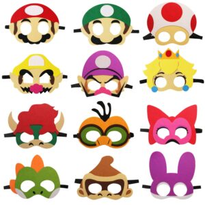 nuoman 12 pack felt masks kids themed party supplies for party favors for cartoon masks boys girls birthday gift soft felt with 12 different types