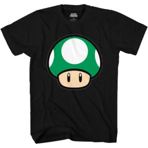 nintendo super mario one up mushroom get a life adult t-shirt(md, black)