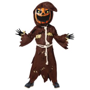 spooktacular creations halloween scary scarecrow pumpkin bobble head costume w/pumpkin halloween mask for kids role-playing (xx-large(14-16yr))