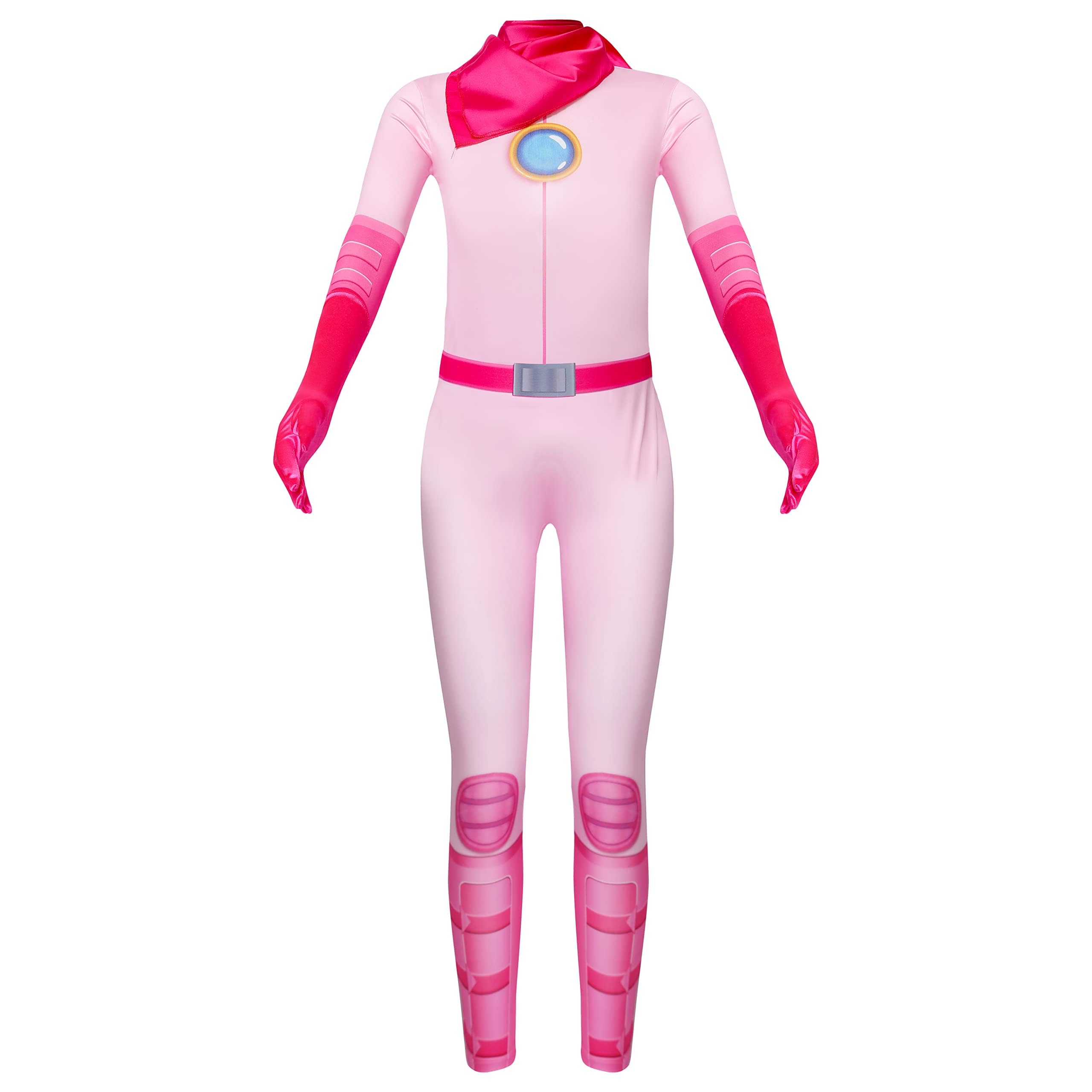 RTOPDS PrincessCostume Halloween Costume SuperBros Cosplay Outfit Jumpsuit (Pink, 120(7 Years))