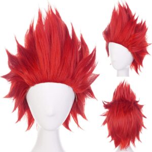 anogol wig cap+ short red anime cosplay wig anger wig synthetic red hair anger outfit red spiky wig short red wig for men halloween christmas party costume wig short red crazy wig