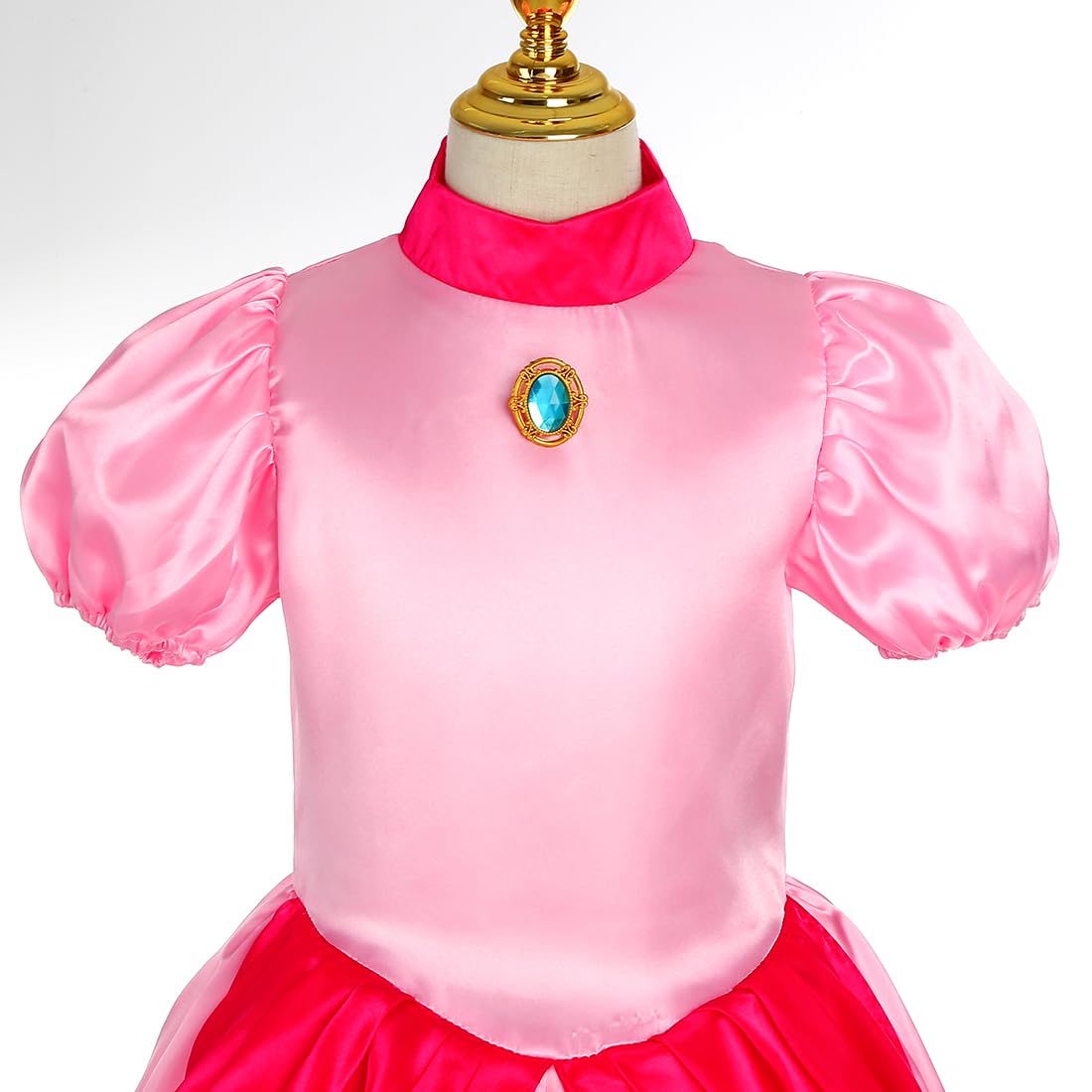 Yipkorra Girls Princess Peach Costume Dress Kids Halloween Cosplay Outfit with Accessories(Pink, 4-5 Years)