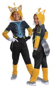 disguise tails costume for kids, official sonic prime costume and headpiece, size (4-6)