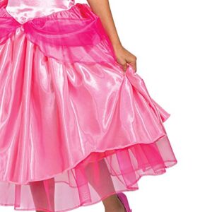 Princess Peach Costume Dress, Nintendo Super Mario Bros Deluxe Dress Up Outfit for Girls, Kids Size Medium (7-8)