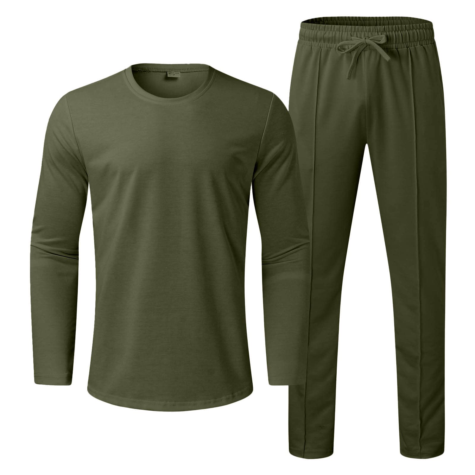 Muscularfit track suits for men set Men's Tracksuit Athletic Casual 2 Piece Outfits Long Sleeve Pullover Shirts and Pant Set Gym Jogger Sweatsuit Set mens linen sets outfits 3 piece Army Green M