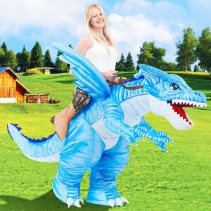 GOOSH Inflatable Dinosaur Costume for Adult Halloween Costume Women Man 72IN Funny Blow up Costume for Halloween Party Cosplay