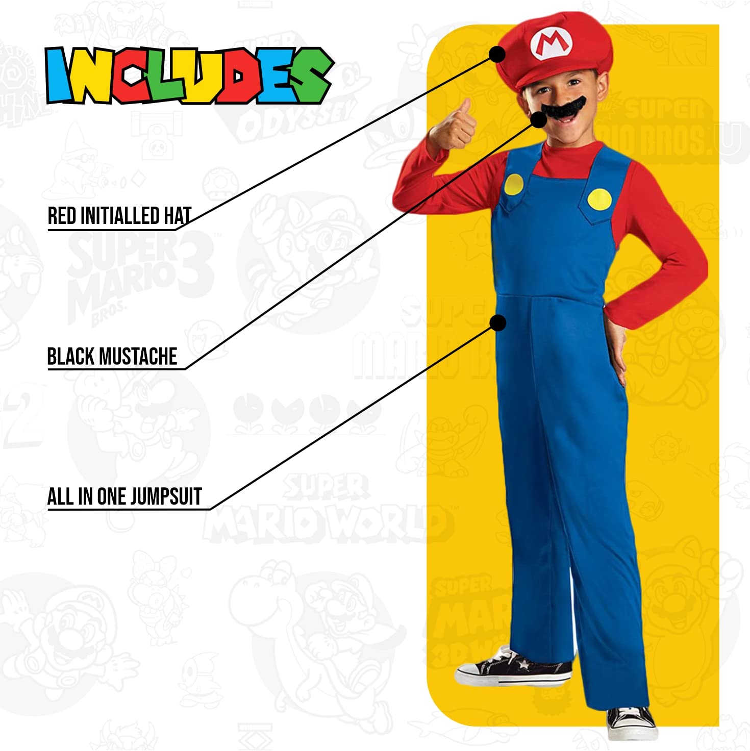 Nintendo Super Mario Brothers Mario Classic Boys Costume, Medium/7-8