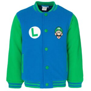 super mario nintendo luigi little boys varsity bomber jacket 7-8