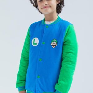 Super Mario Nintendo Luigi Little Boys Varsity Bomber Jacket 7-8