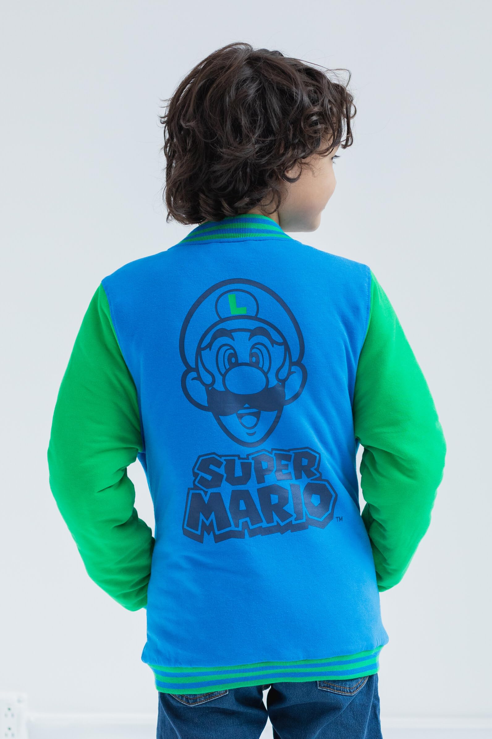 Super Mario Nintendo Luigi Little Boys Varsity Bomber Jacket 7-8