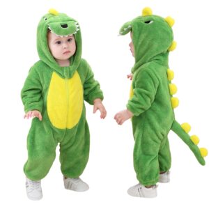 tonwhar infant and toddler halloween cosplay costume kids' animal outfit snowsuit(4-5t,green dinosaur)