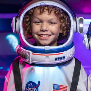 AEROSQUAD Kids Astronaut Costume with Helmet, NASA Space Helmet Suit for Kids & Adults with LED Lights, Movable Visor & Mission Sounds Astronaut Suit Kids, Role Play Halloween Dress for Boys & Girls.