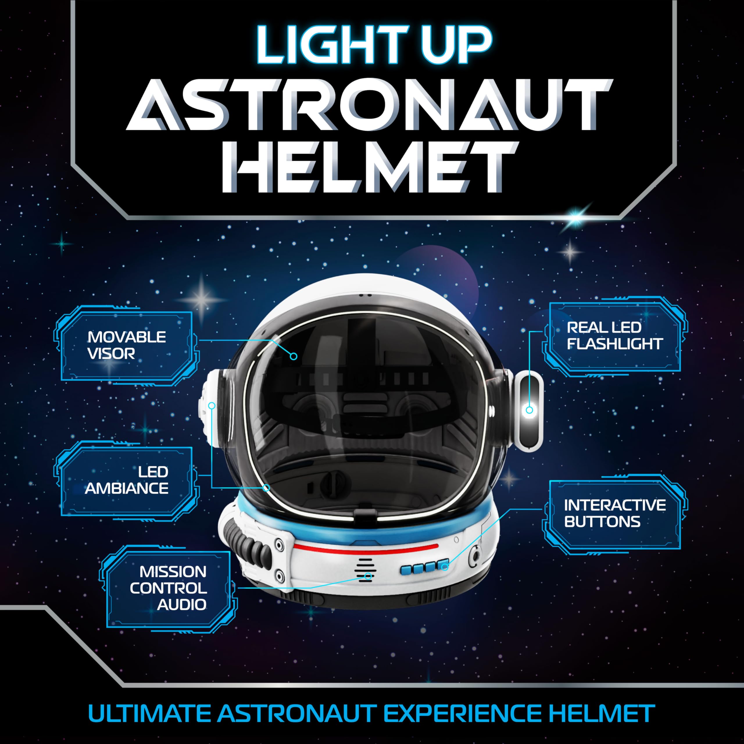 AEROSQUAD Kids Astronaut Costume with Helmet, NASA Space Helmet Suit for Kids & Adults with LED Lights, Movable Visor & Mission Sounds Astronaut Suit Kids, Role Play Halloween Dress for Boys & Girls.