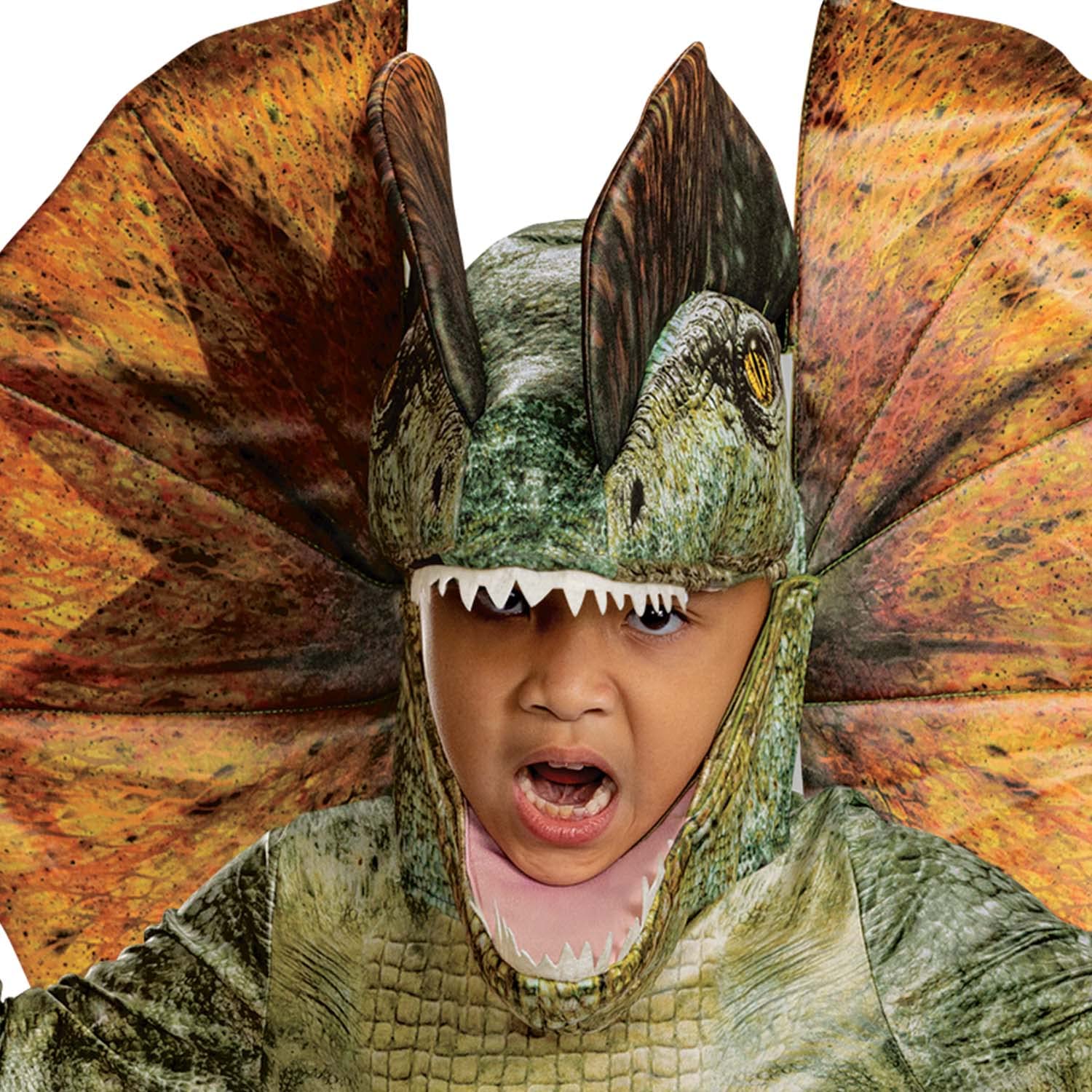 Jurassic World Dilophosaurus Costume for Kids, Official Jumpsuit and Headpiece, Child Size Medium (7-8)