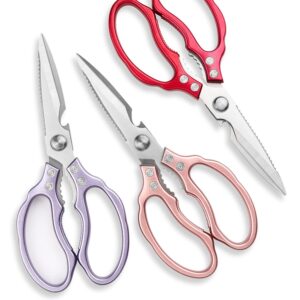 AWinjoy Kitchen Scissors, Heavy Duty Sharp Kitchen Shears Dishwasher Safe, Kitchen Accessories Cooking Shears for Kitchen Meat Chicken Fish Poultry Herb Bread (Purple)