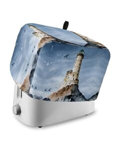 4 slice toaster cover, bread machine cover lighthouse on an isolated islcircling seagulls retro kitchen appliance dust cover with top handle fingerprint protection lightweight kitchen toaster cover