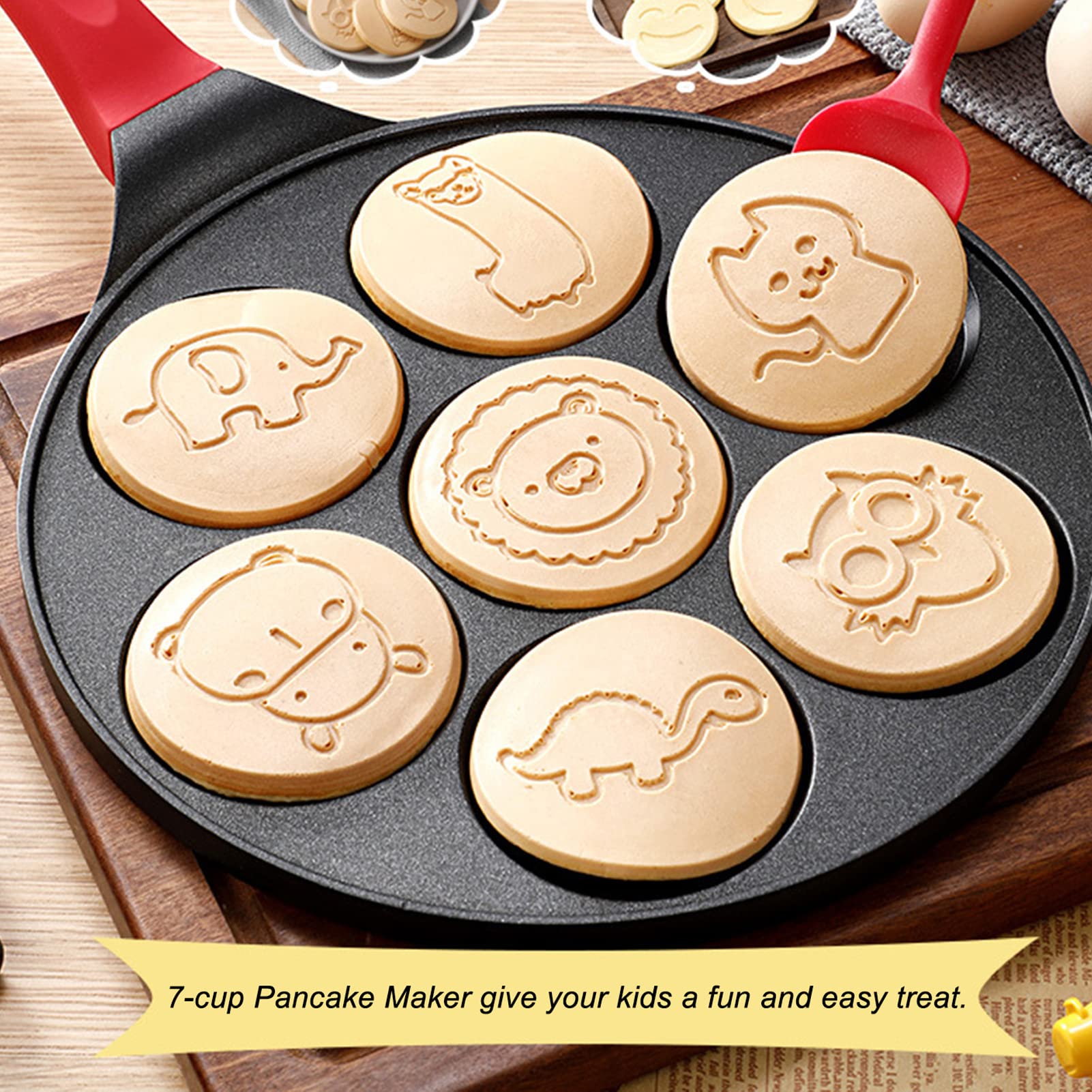 Keppy Pancake Maker Pan - Griddle Pancake Pan Molds for Kids Nonstick Pancake Griddle Pan with 7 Animal Shapes