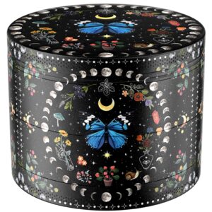 spice grinder 2.5 inch grinder, boho butterfly grinder (black, 2.5”)