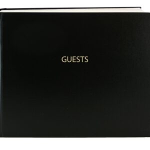 BookFactory Guest Book (120 Pages) / Guest Sign-in Book/Guest Registry/Guestbook - Black Cover, Section Sewn Hardbound, 8 7/8" x 7" (LOG-120-GUEST-A-LKT25)