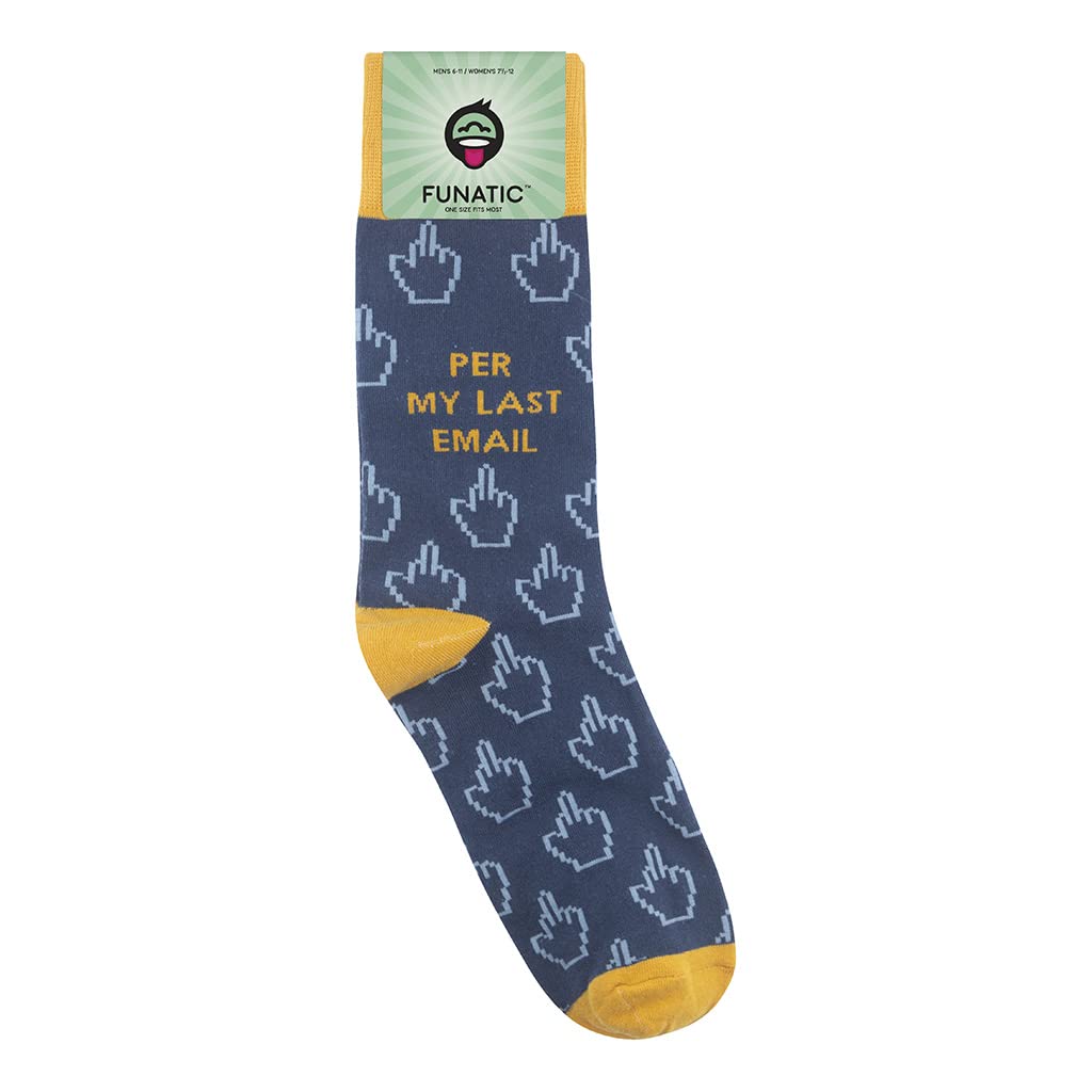 FUNATIC Per My Last Email - Funny Socks About Work for Men Women Adult | Best Job Related Gift Idea with Saying | Office Party Coworker Boss Friend Present | Middle Finger Meeting Attire Accessories