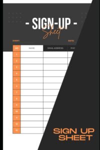 information tracker sign up log: event sign up log information tracker log with email marketing sheets, newsletter sign up organizer book