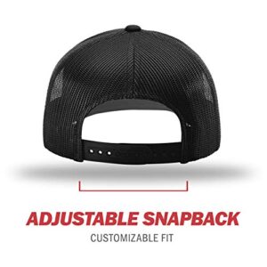 Richardson Unisex 112 Trucker Adjustable Snapback Baseball Cap, Solid Black, One Size Fits Most