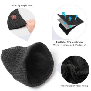 OZERO Winter Knit Hat Beanie Warm Polar Fleece Ski Stocking Cap for Men and Women Gray