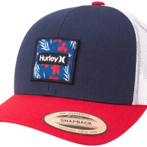 Hurley Men's Caps - Fairway Trucker Mesh Panel Baseball Cap Trucker Hat - Snap Back Hats for Men, Size One Size, Team Red