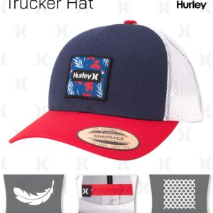 Hurley Men's Caps - Fairway Trucker Mesh Panel Baseball Cap Trucker Hat - Snap Back Hats for Men, Size One Size, Team Red