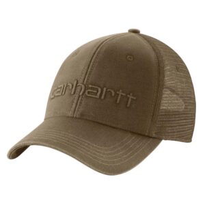 carhartt men's canvas mesh-back logo graphic cap, light brown, os