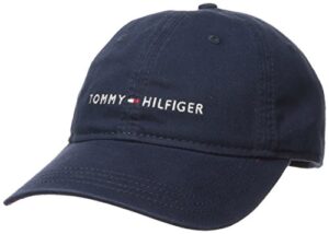 tommy hilfiger men's logo dad baseball cap, tommy navy, one size