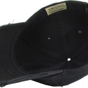 KBETHOS KBE-VINTAGE BLK Vintage Washed Cotton Baseball Cap, Black