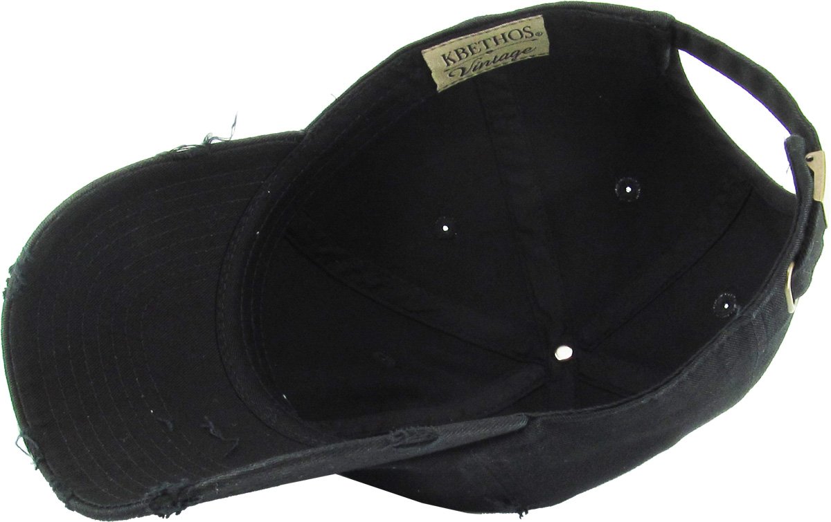 KBETHOS KBE-VINTAGE BLK Vintage Washed Cotton Baseball Cap, Black