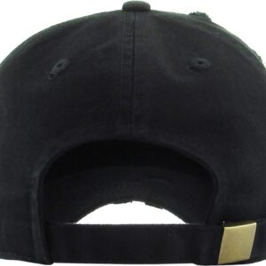 KBETHOS KBE-VINTAGE BLK Vintage Washed Cotton Baseball Cap, Black