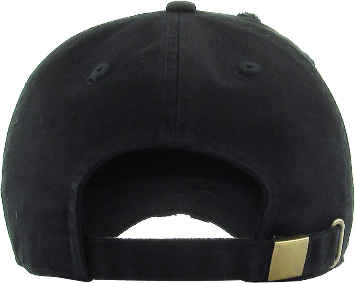 KBETHOS KBE-VINTAGE BLK Vintage Washed Cotton Baseball Cap, Black