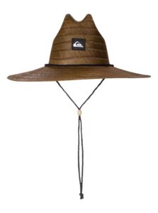 quiksilver mens pierside straw lifeguard beach straw sun hat, dark brown, small-medium us