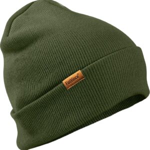 FanVince Hats for Men Women Winter Thermal Cuffed Beanies Knit Gifts Skull Cap Olive Green