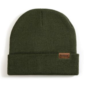 FanVince Hats for Men Women Winter Thermal Cuffed Beanies Knit Gifts Skull Cap Olive Green