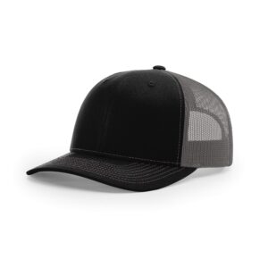 richardson unisex 112 trucker adjustable snapback baseball cap, split black/charcoal, one size fits most