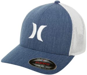 hurley men's icon textures flexfit baseball cap, obsidian, l-xl