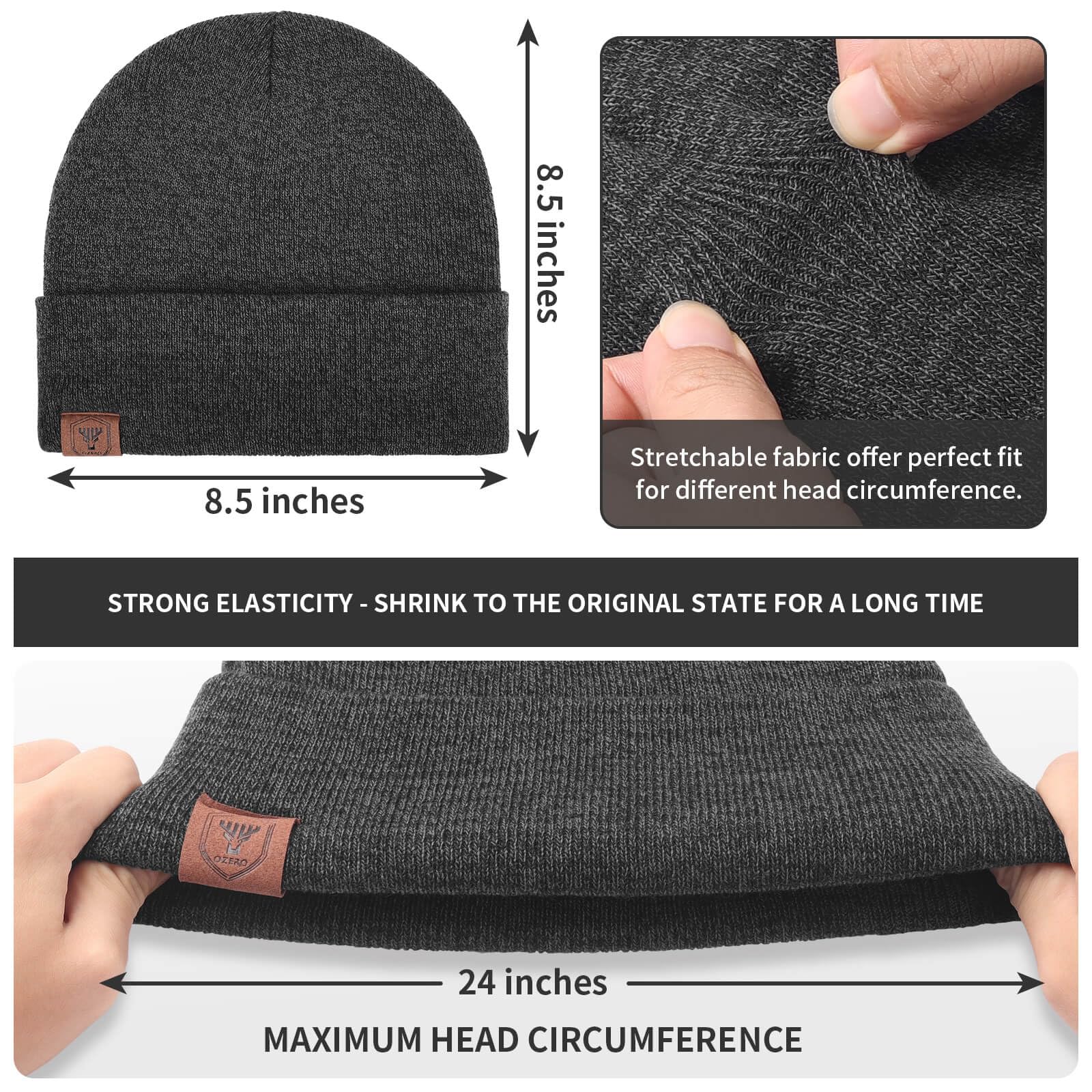 OZERO Winter Beanie Daily Hat Warm Polar Fleece Ski Stocking Skull Cap for Men and Women Gray