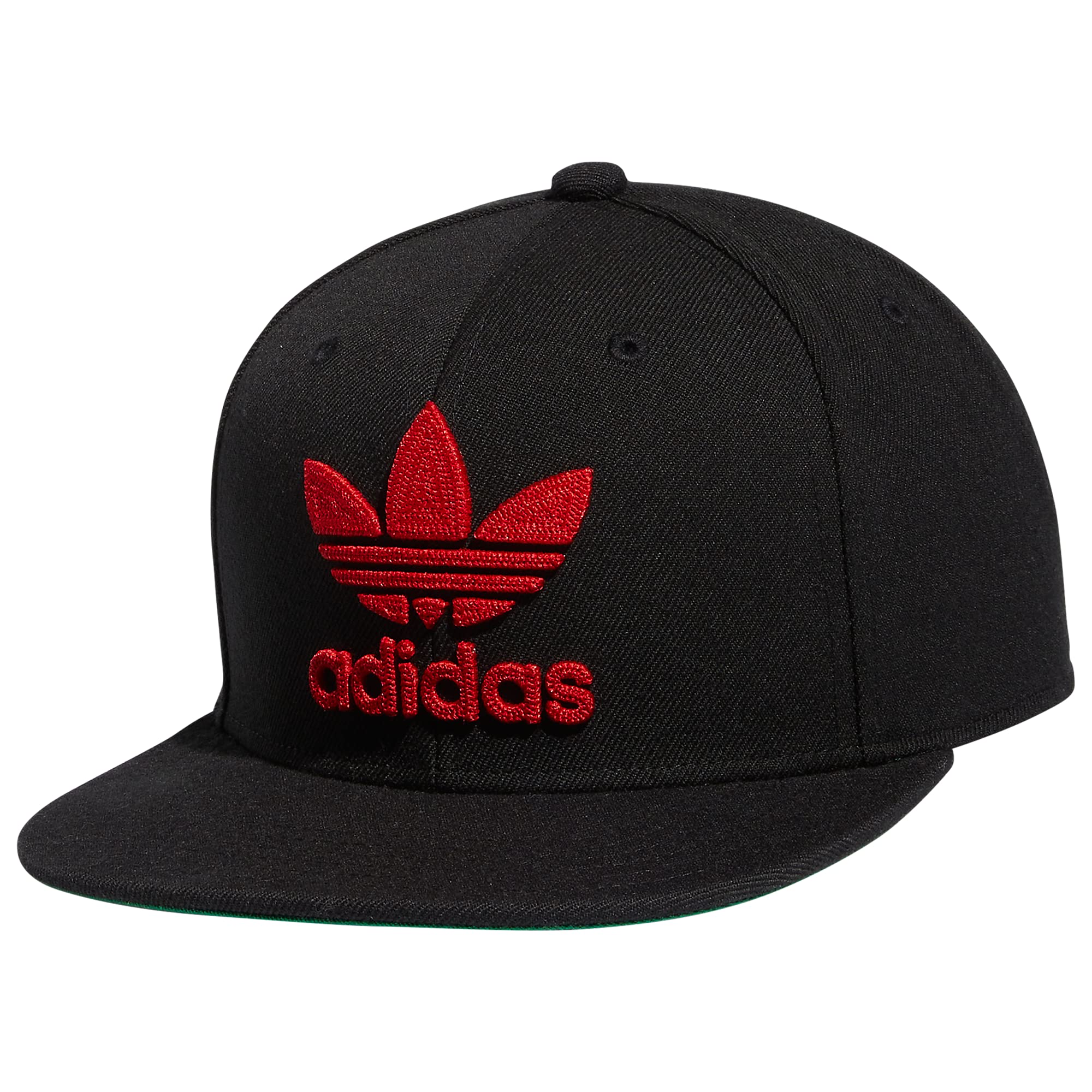 adidas Originals Men's Trefoil Chain Flatbrim Snapback Cap, Black/Better Scarlet, One Size