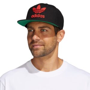 adidas Originals Men's Trefoil Chain Flatbrim Snapback Cap, Black/Better Scarlet, One Size