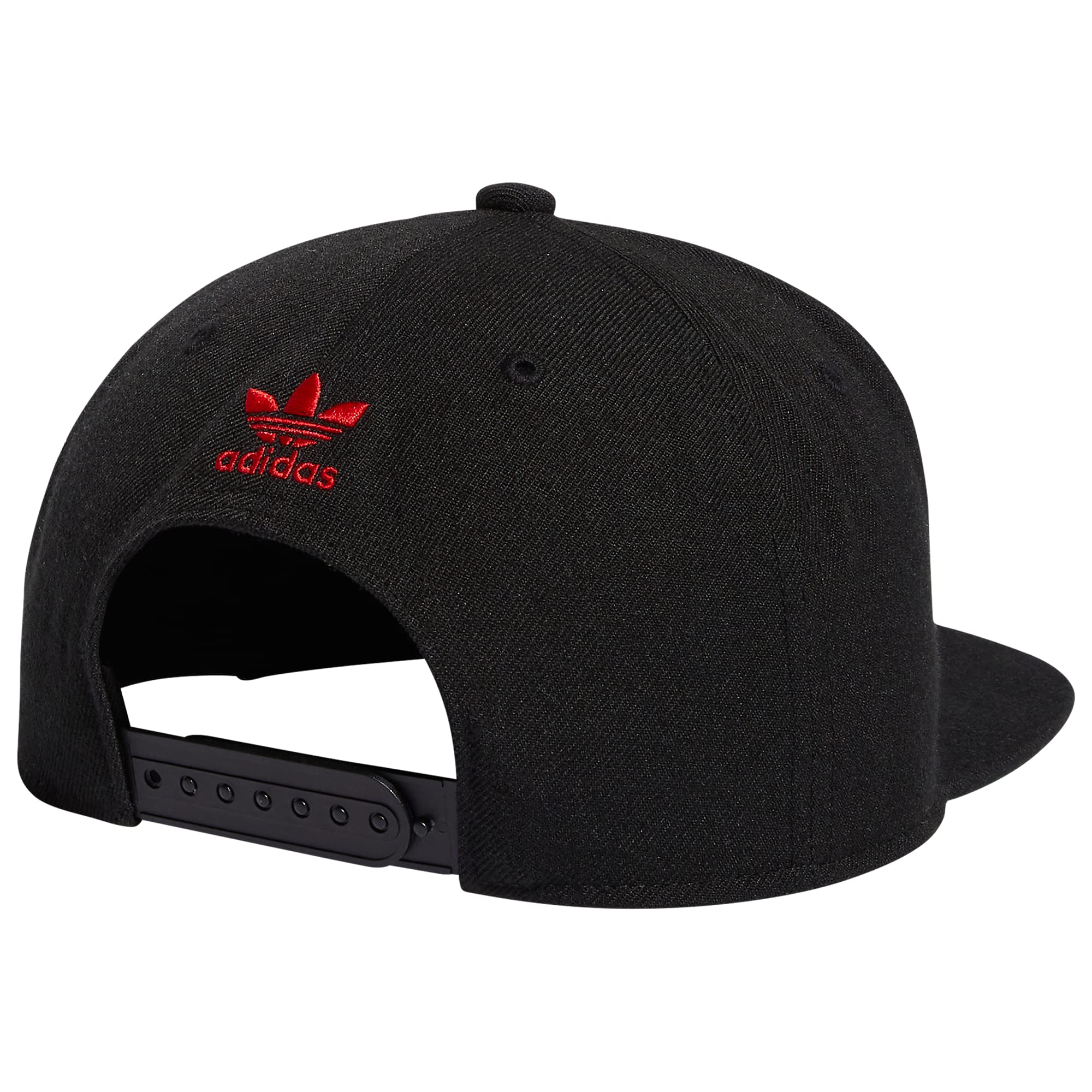 adidas Originals Men's Trefoil Chain Flatbrim Snapback Cap, Black/Better Scarlet, One Size